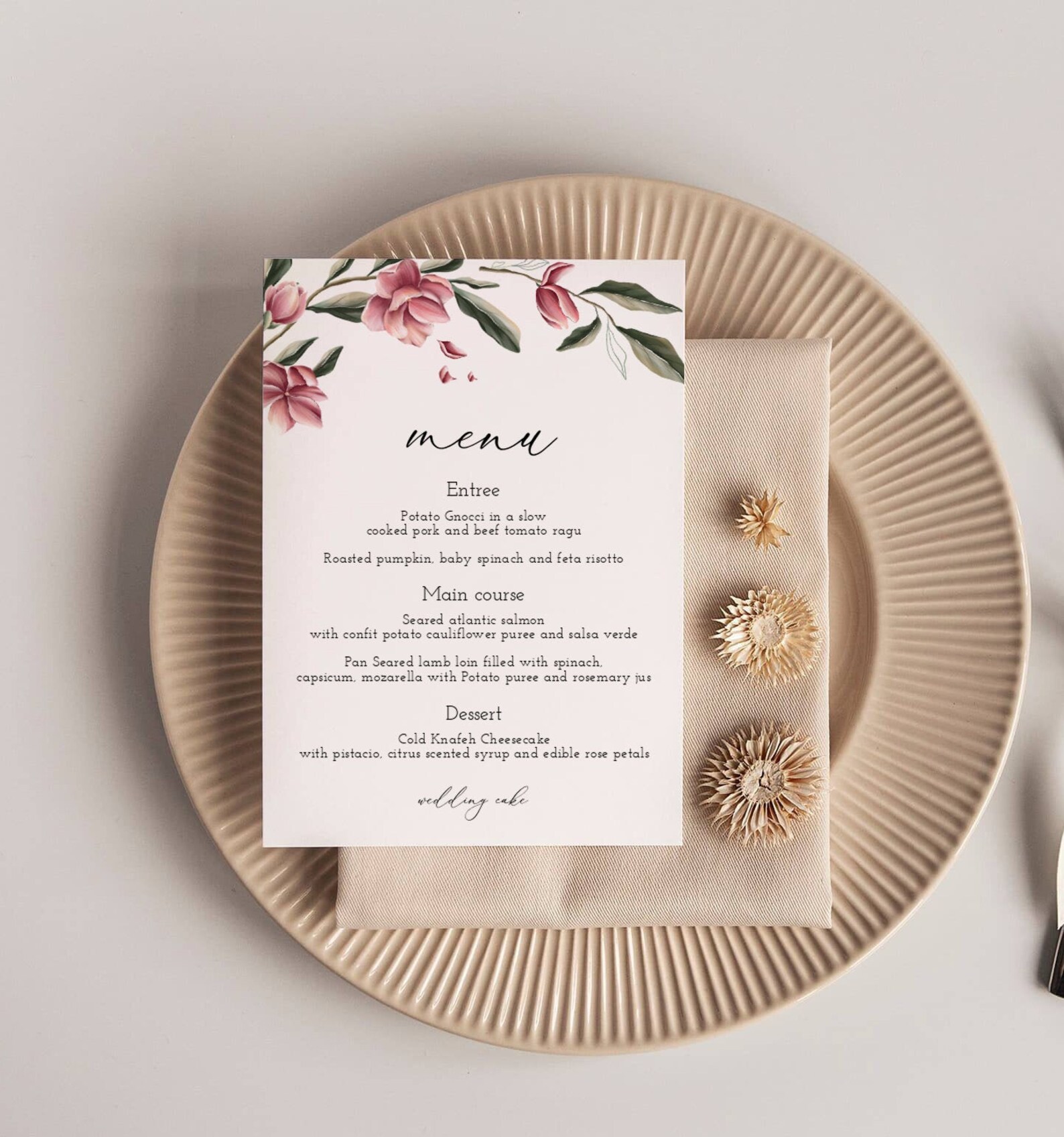 Pink Menu Card Template Boho Menu Card Template Dinner Menu - Etsy