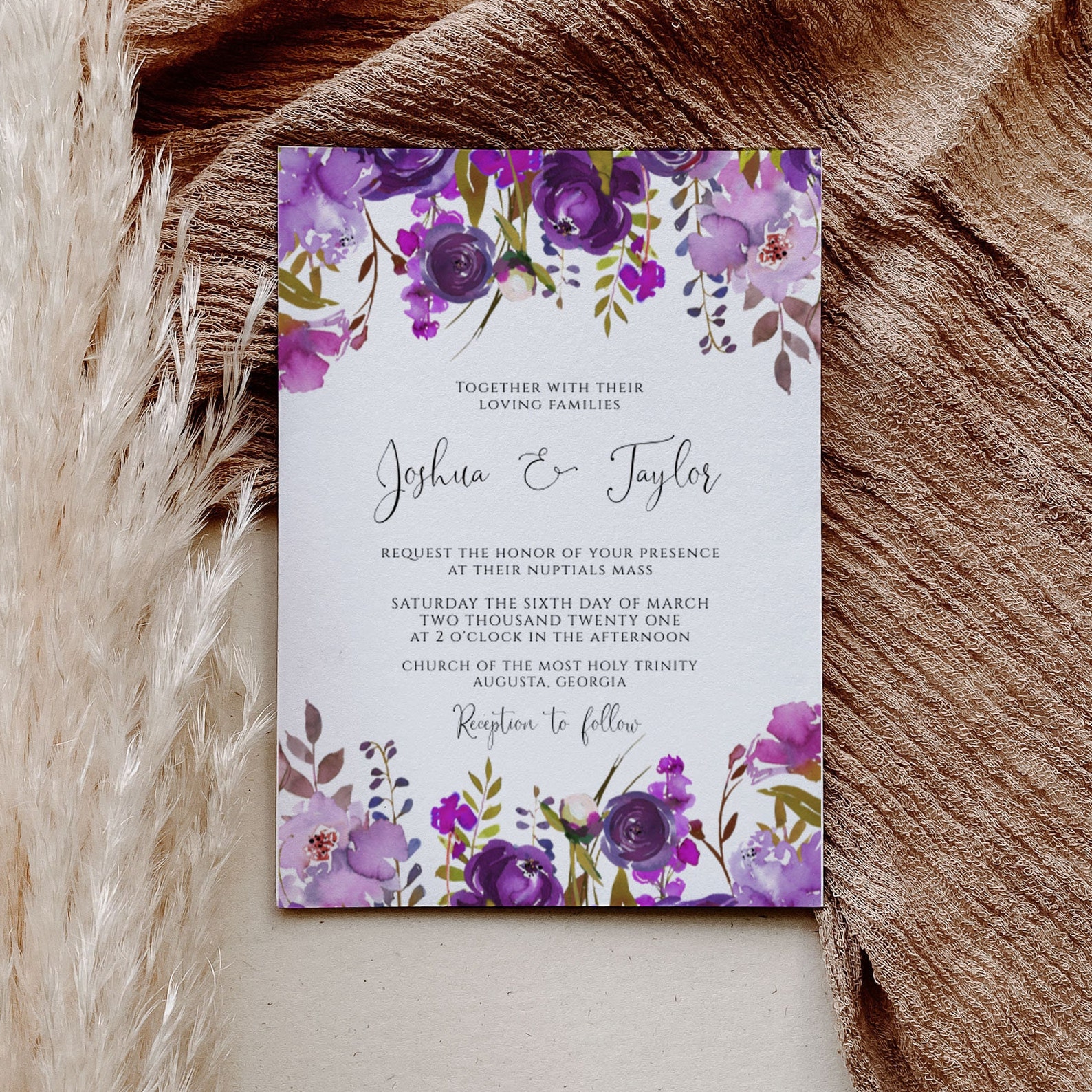 Purple Wedding Invitation Template Purple Invitation - Etsy