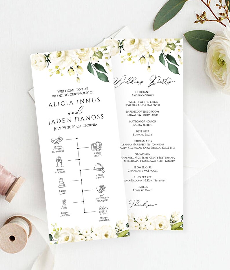 White Program Template Printable Wedding Programorder of - Etsy