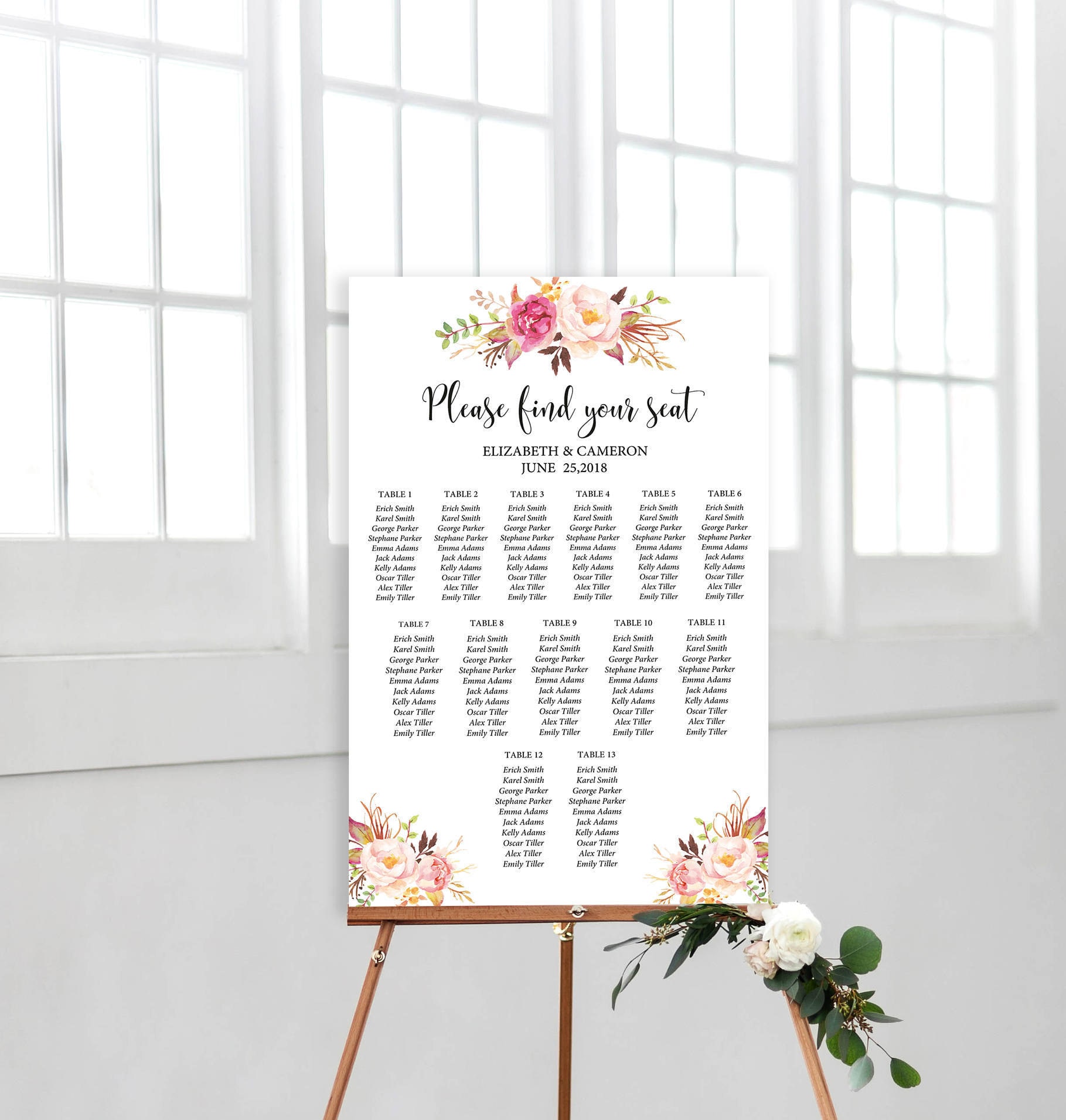 Wedding Seating Chart Template Seating Chart SignRustic | Etsy