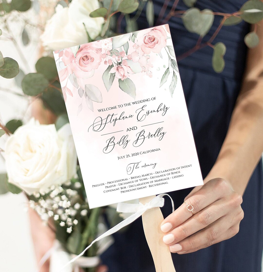 Elegant Fan Program Template, Program Fan Template, Ceremony Programs ...