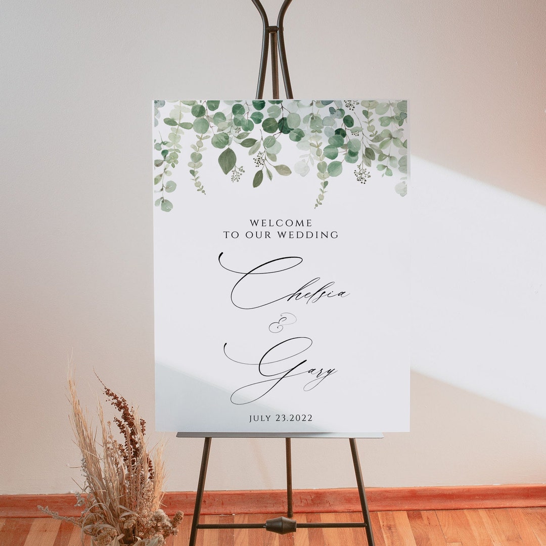 Eucalyptus Signs Template Green Welcome Signs Instant - Etsy