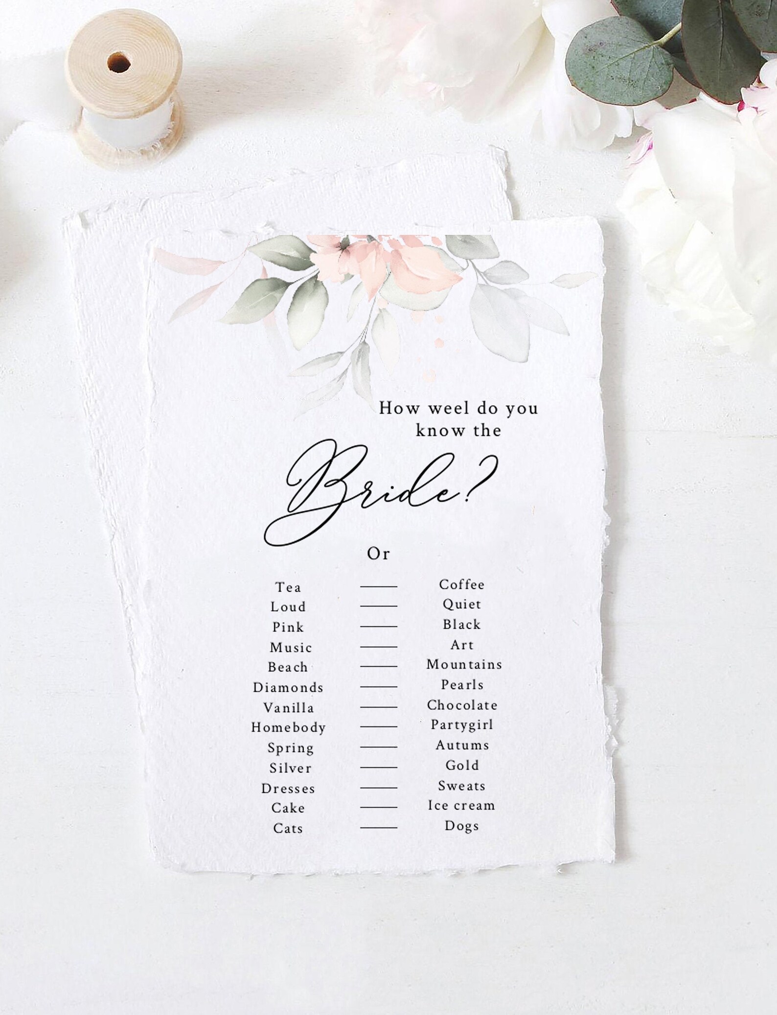 How Well Do You Know the Bride Template Questions Bridal - Etsy