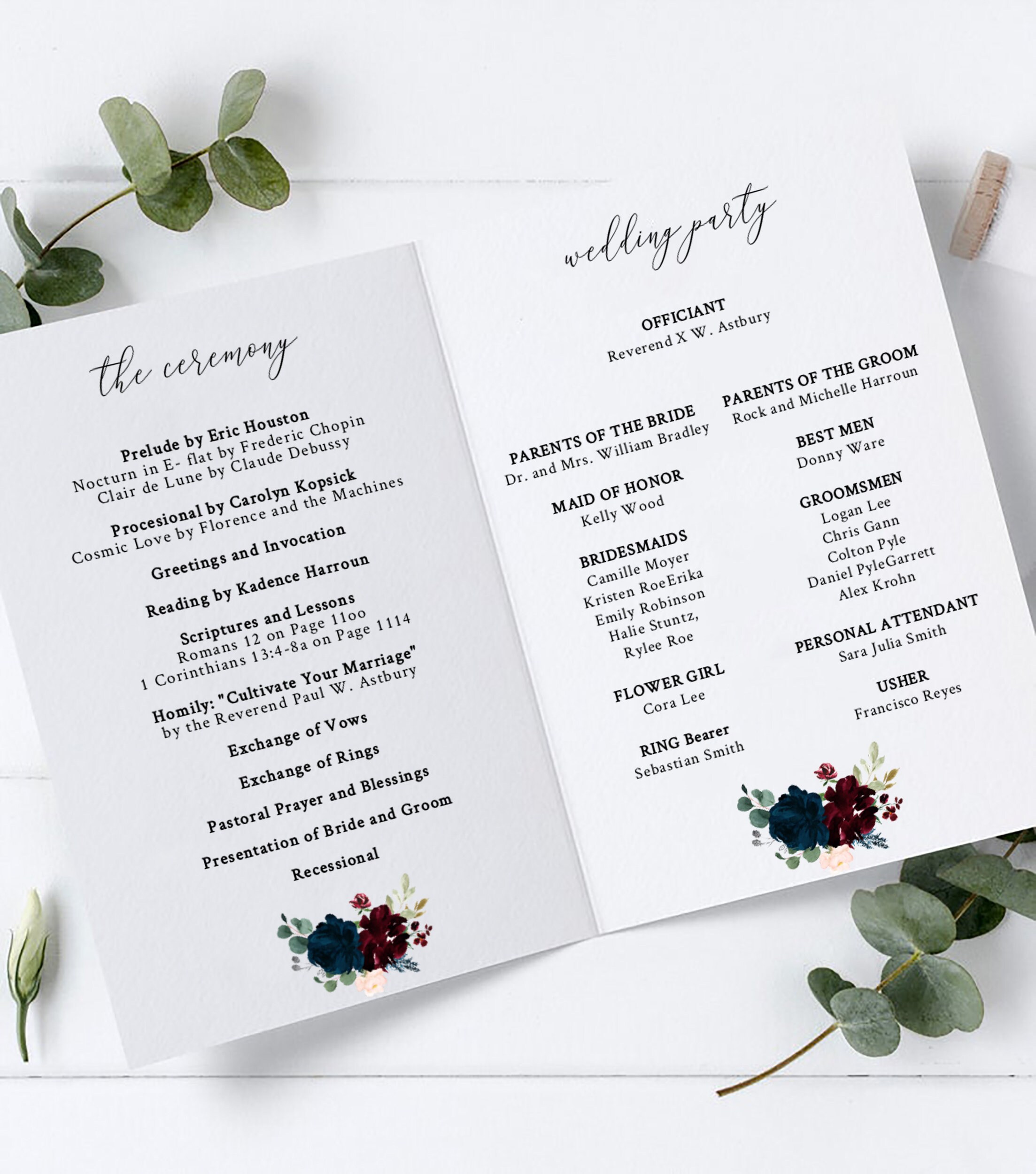 DIY Wedding Program Template Booklet