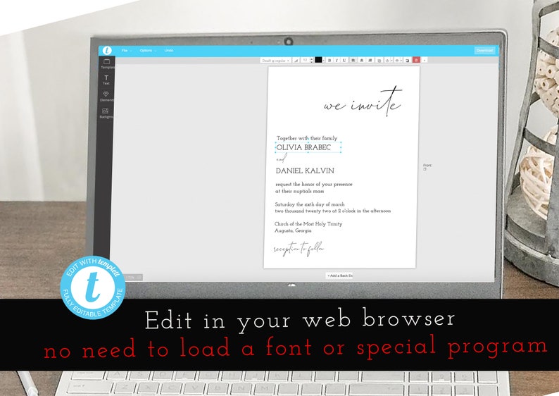 Simple Wedding Invitation Template Set Clean Wedding Invite - Etsy