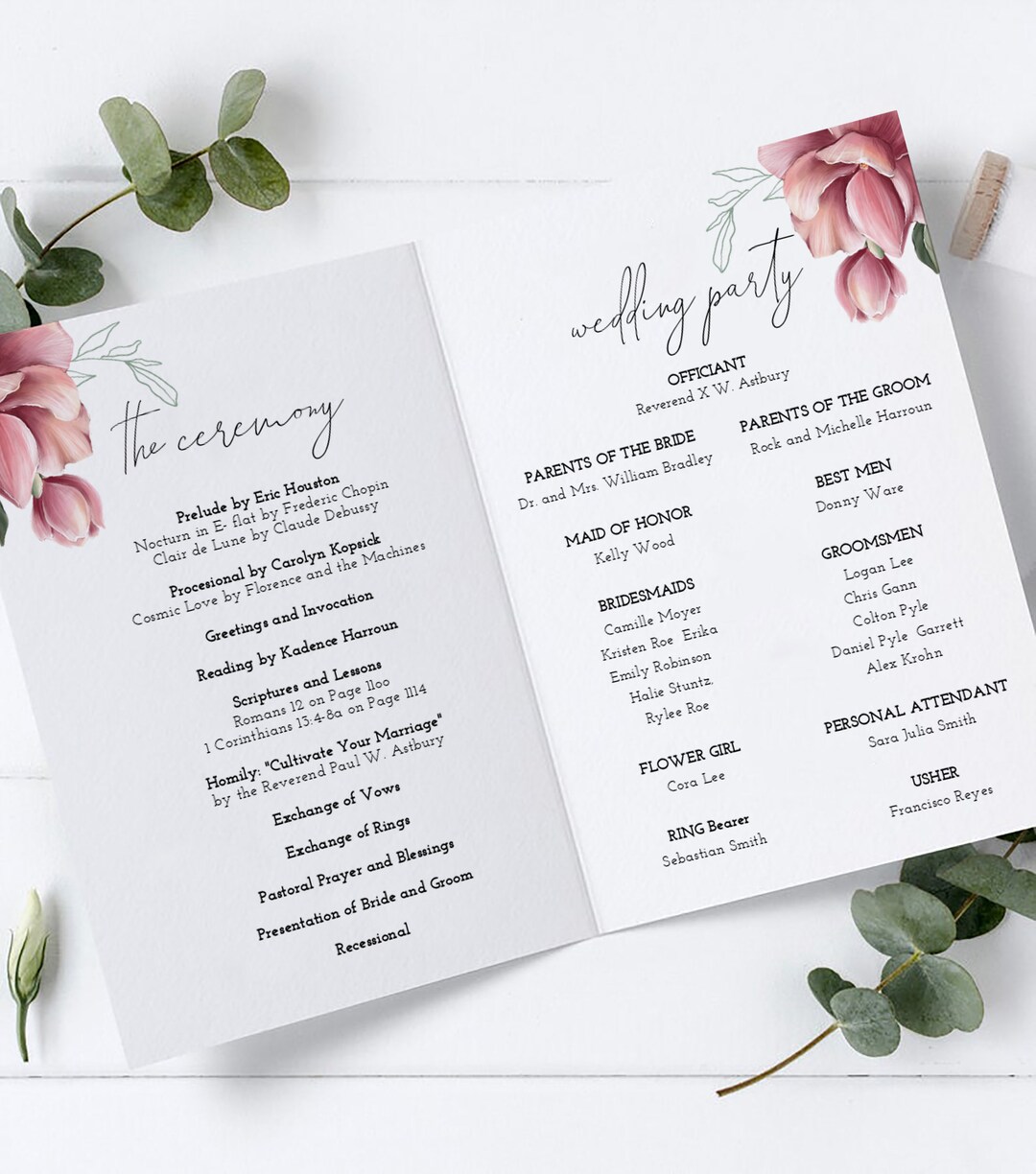 Folded Program Template, Events Ceremony Program, Fully Editable Order ...