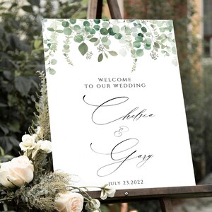 Eucalyptus Signs Template Green Welcome Signs Instant - Etsy