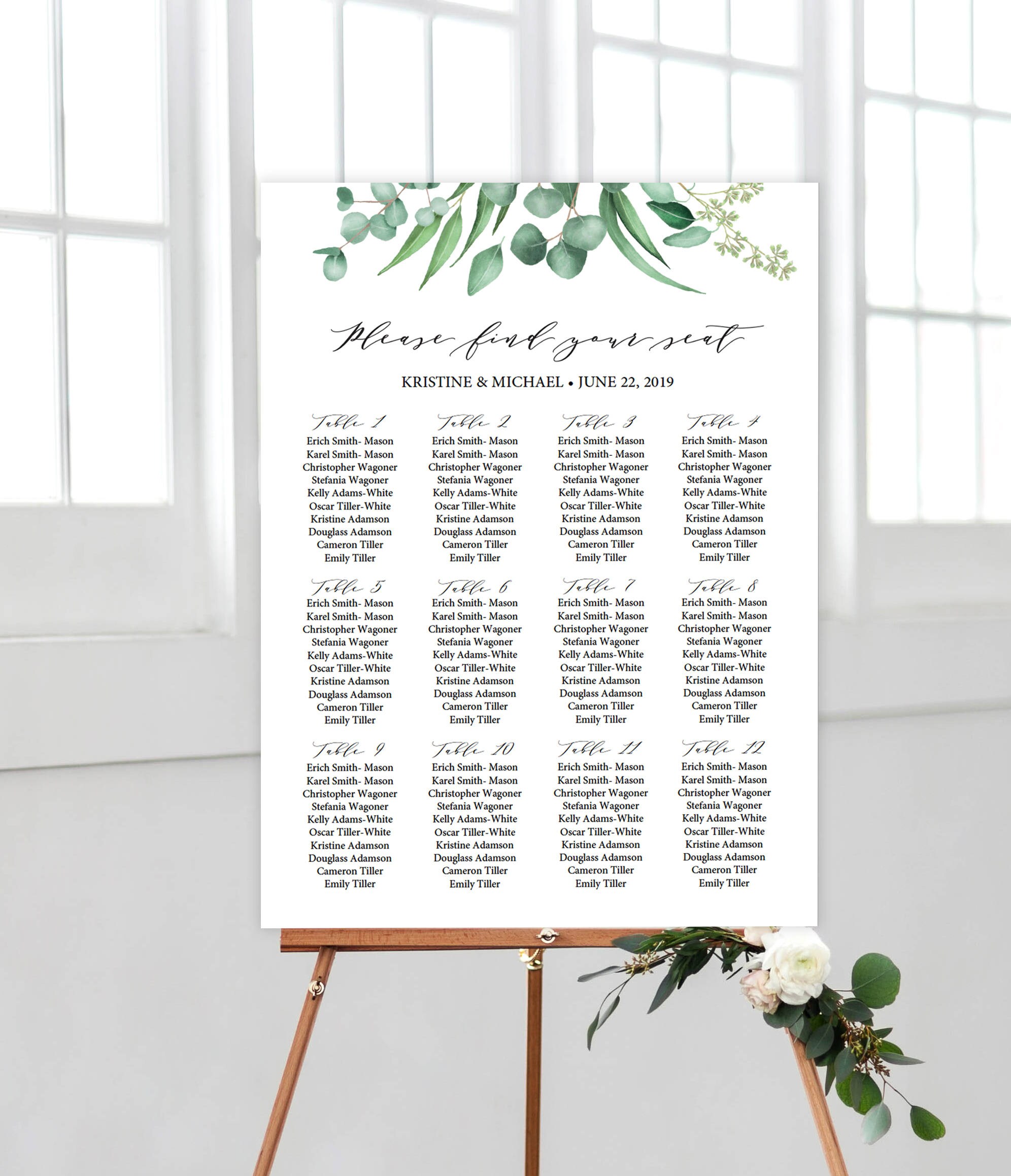 Wedding Seating Chart Greenery wedding seating chart table - Etsy España