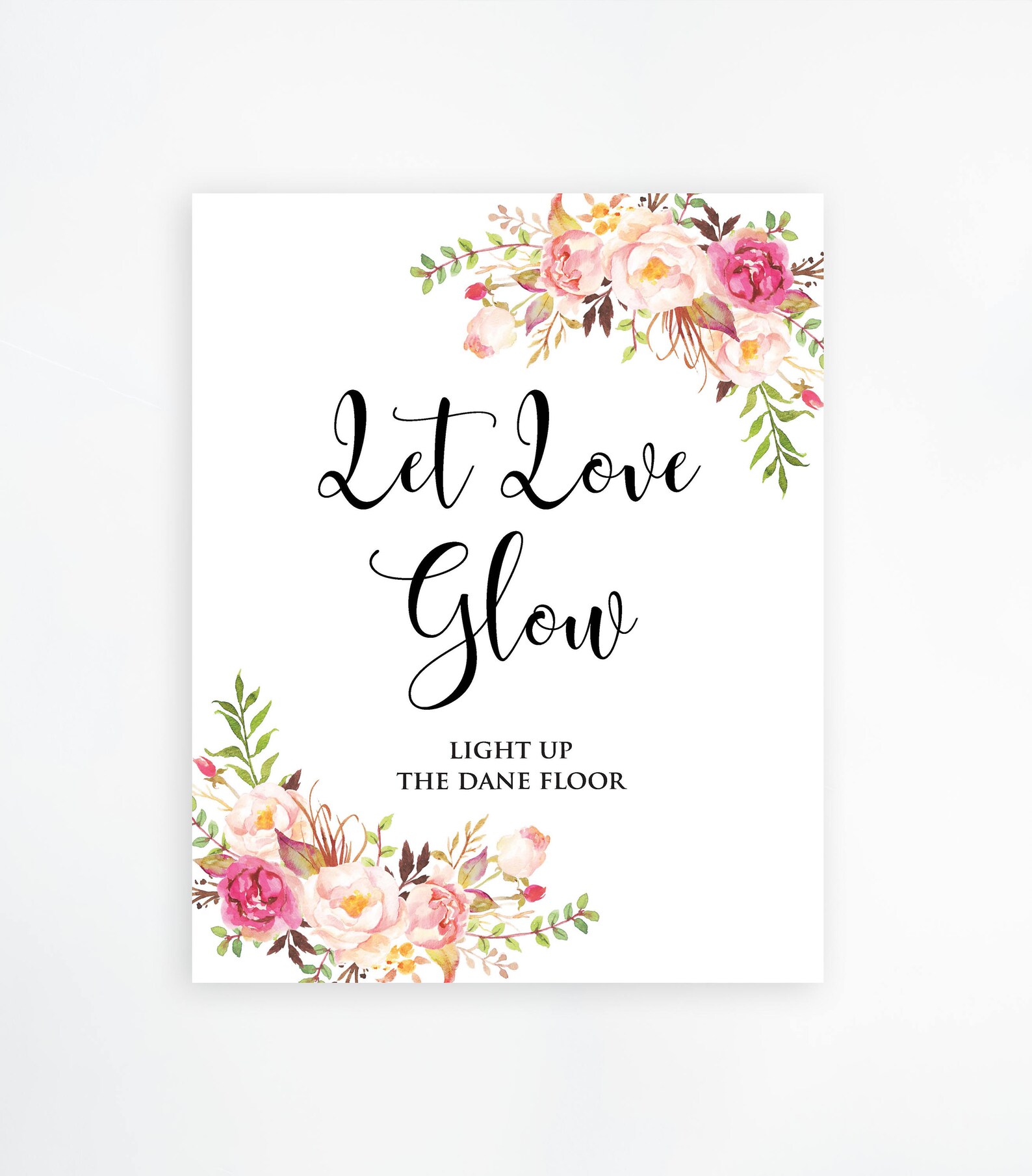 Let Love Glow Sign Wedding Glow Sticks Printable Wedding | Etsy