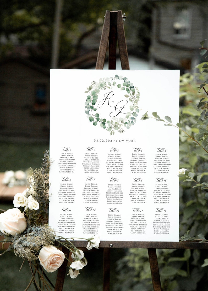 Boho Wedding Seating Chart Eucalyptus Greenery Chart Poster - Etsy