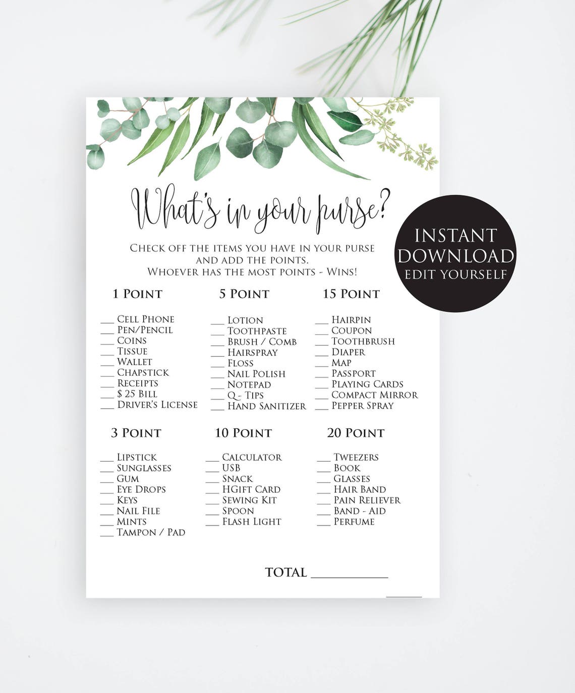 What's in Your Purse Game Bridal Shower Purse Game | Etsy