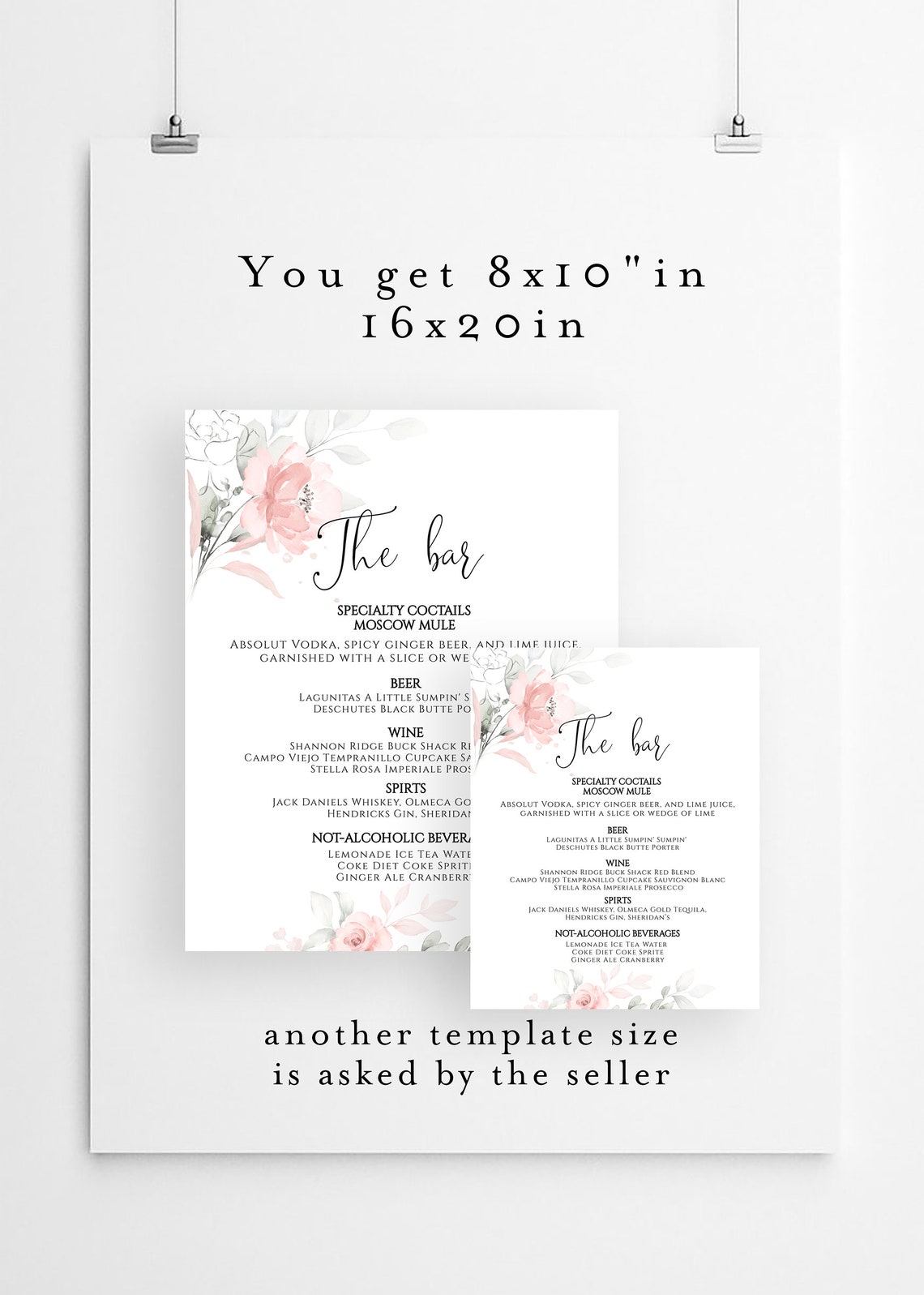 The Bar Menu Cards Posters Bar Menu Template Drinks Menu - Etsy