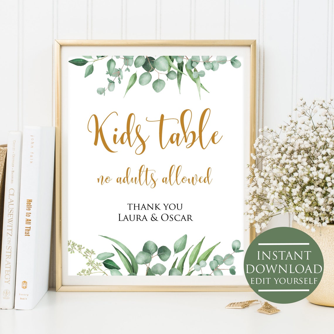 Kids Table Sign Kids Table Wedding Greenery Wedding Wedding - Etsy