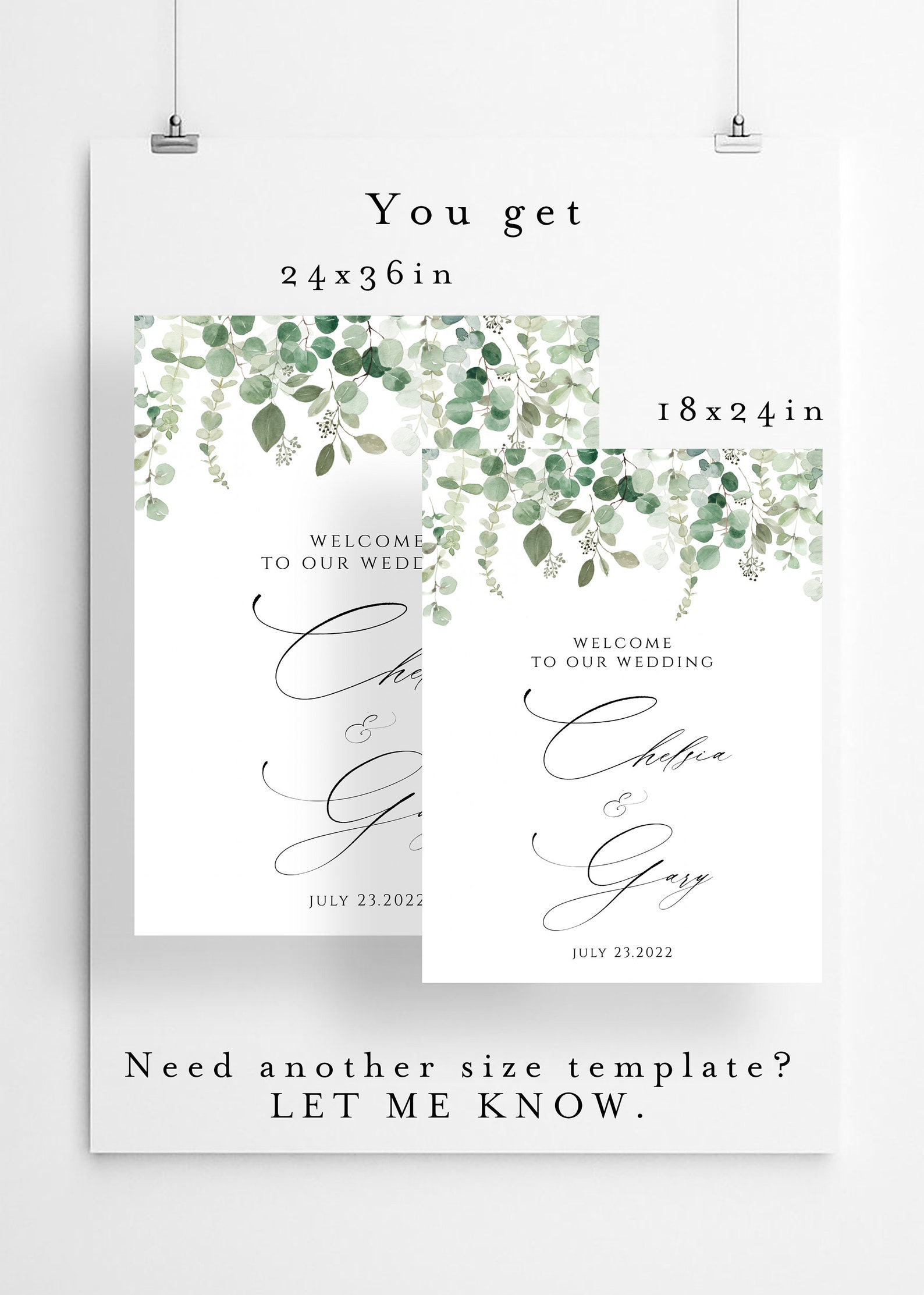 Eucalyptus Signs Template Green welcome signs Instant | Etsy