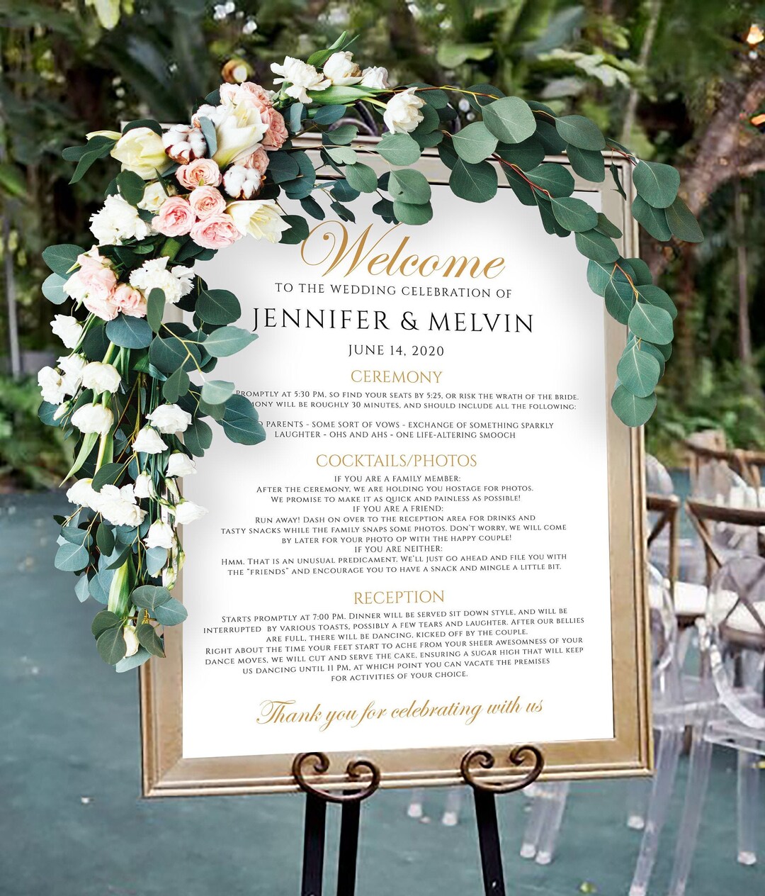 Wedding Program Signs, Welcome Poster Signs, Large Program Signs ...