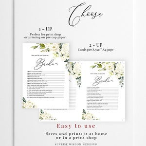 White Bridal Game Template, How Well Do You Know the Bride Template ...