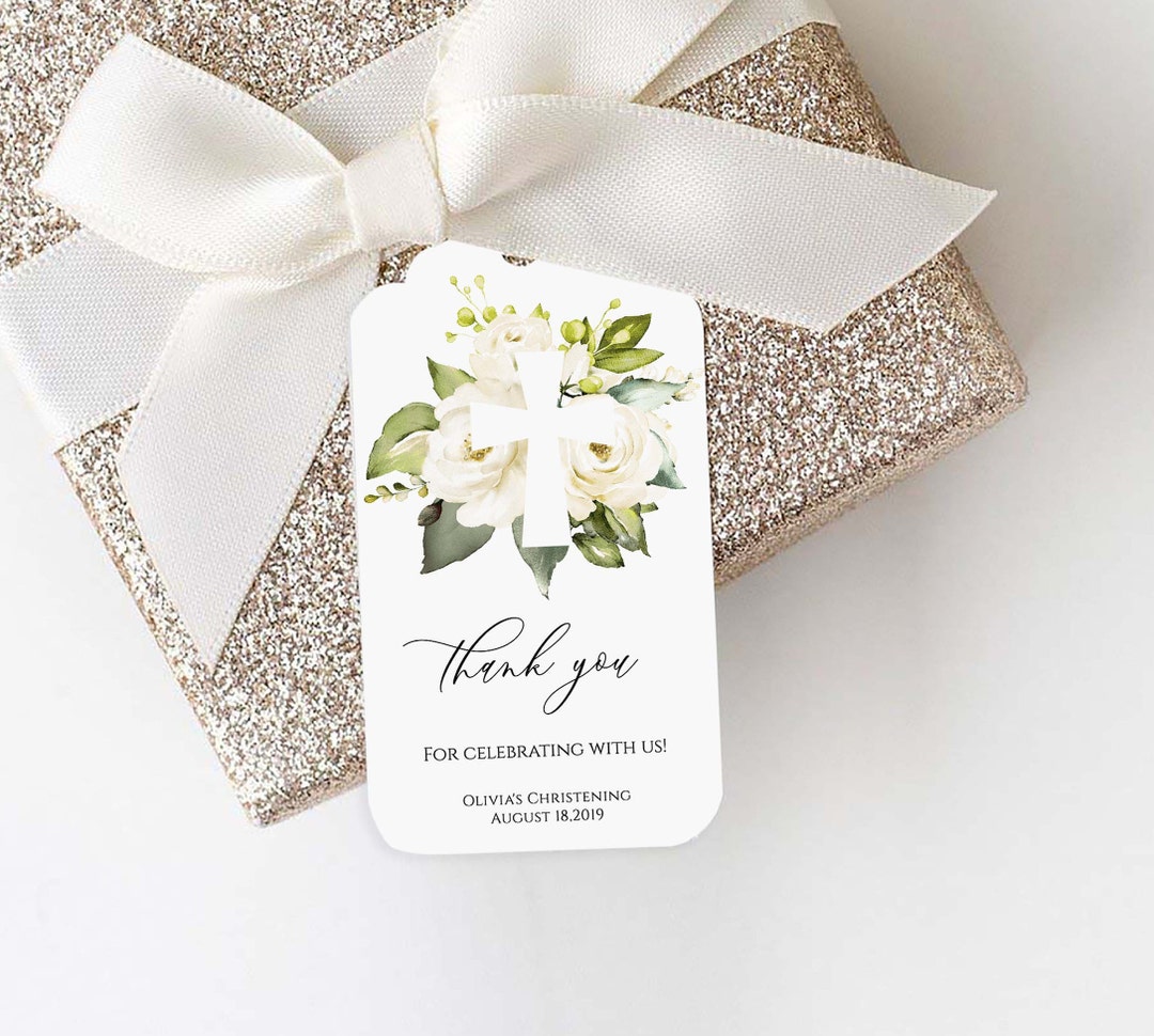 Baptism Thank You Tag Template Printable Baptism Tag Floral - Etsy