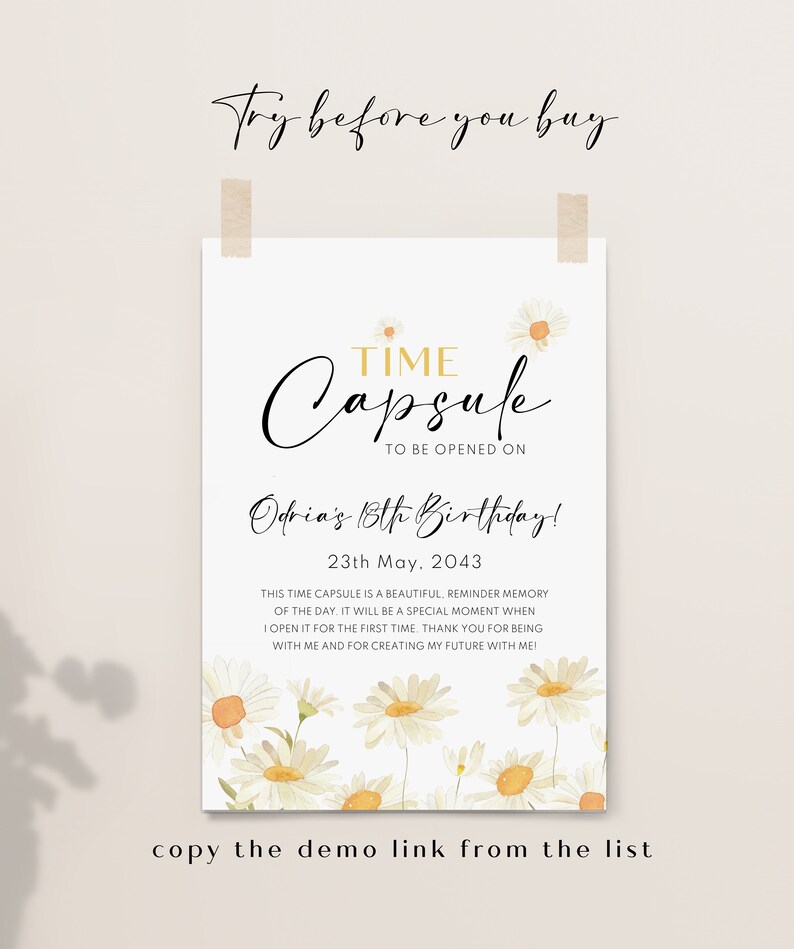 Daisy Time Capsule 1st Birthday Time Capsule Sign First | Etsy
