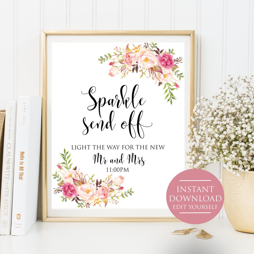 Sparkler Send off Sign Send Off Printable Sparkler Wedding - Etsy