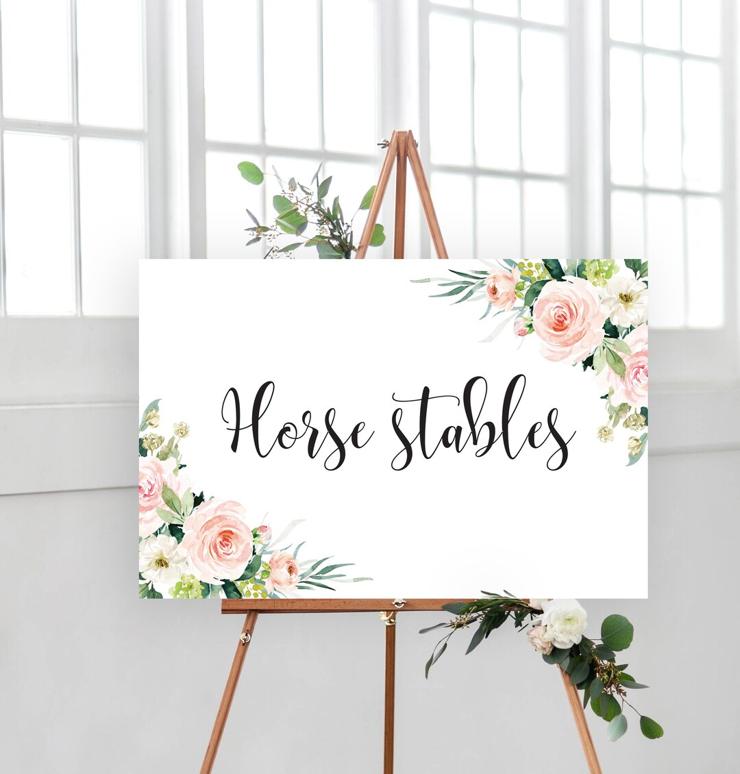 Horses Stables Signage, Floral Horses Stables Template, Floral Signage ...
