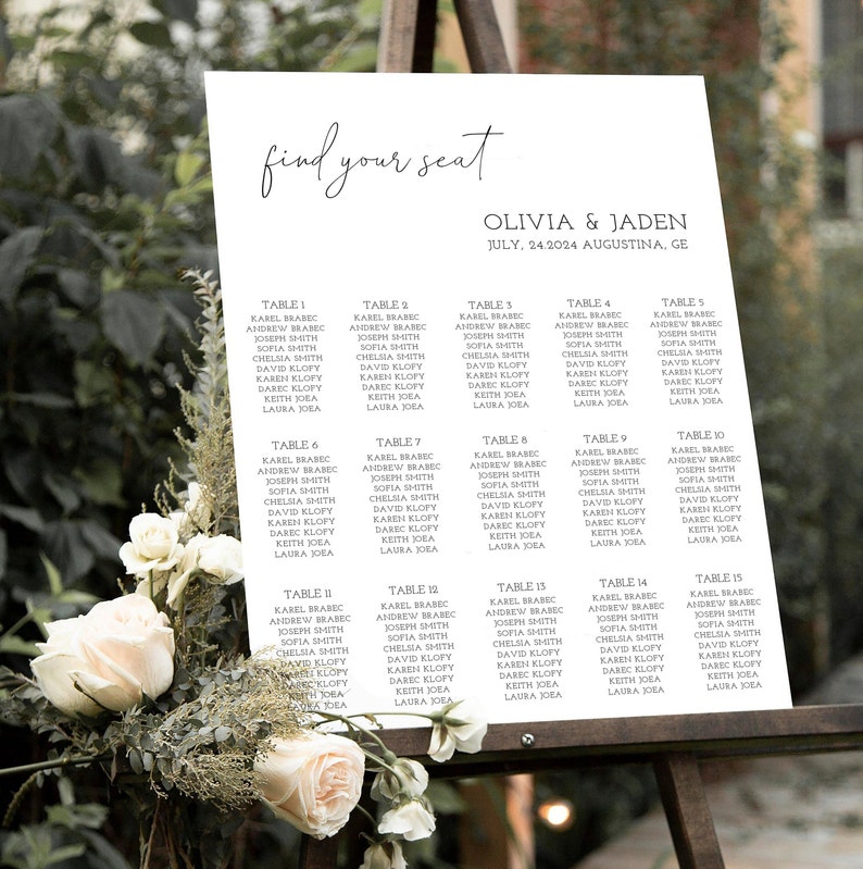 Simple Modern Seating Charts Template Find your seat chart | Etsy