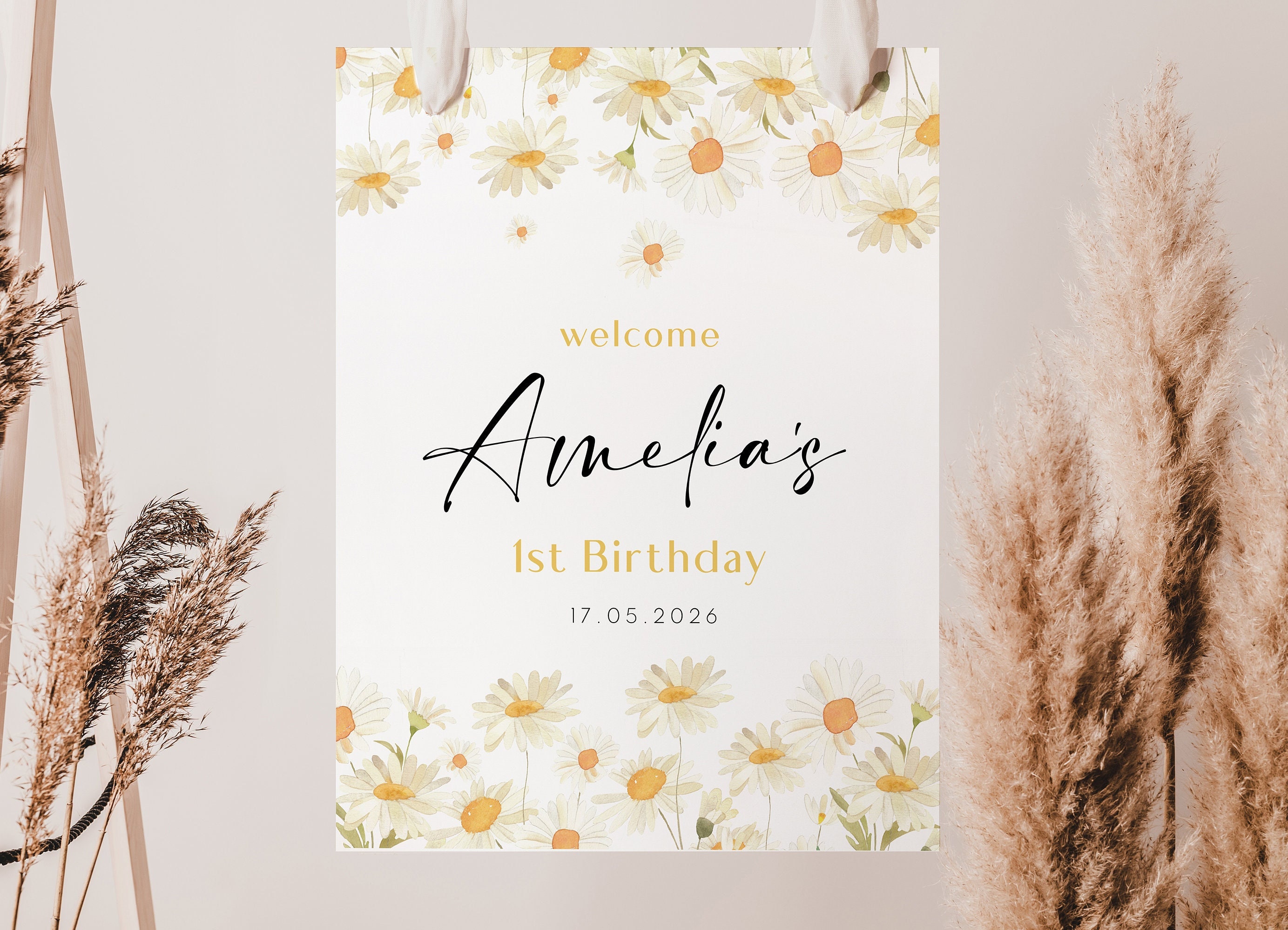 Editable Daisy Birthday Welcome Sign Daisy Welcome Sign | Etsy