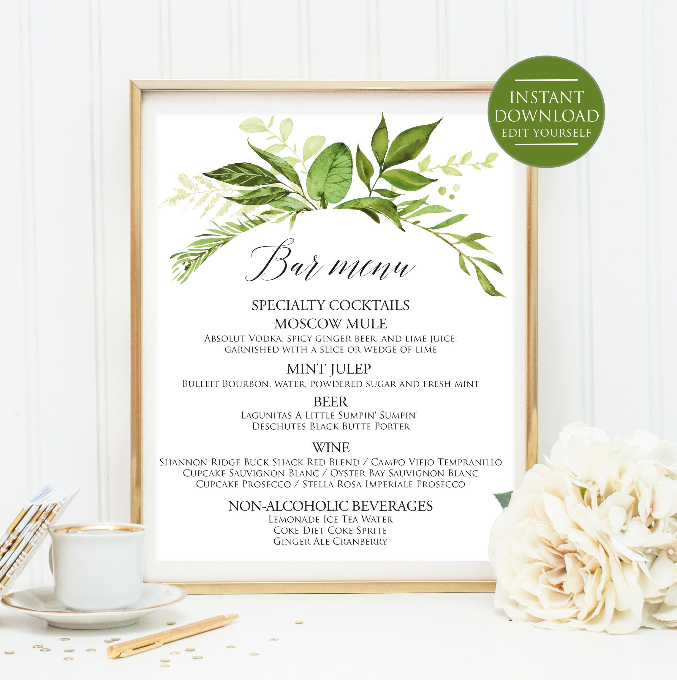 Bar Menu Sign Bar Menu Wedding Drink Menu Bar Menu | Etsy