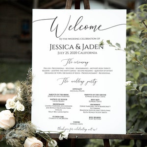 Wedding Program Sign Template, Welcome Wedding Sign, INSTANT DOWNLOAD ...