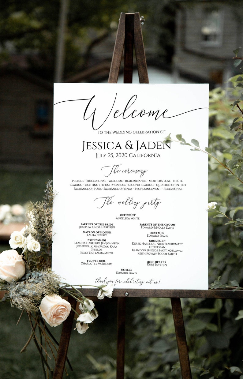 Wedding Program Sign Template Welcome Wedding Sign INSTANT | Etsy