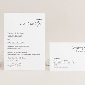 Simple Wedding Invitation Template Set, Clean Wedding Invite, RSVP ...