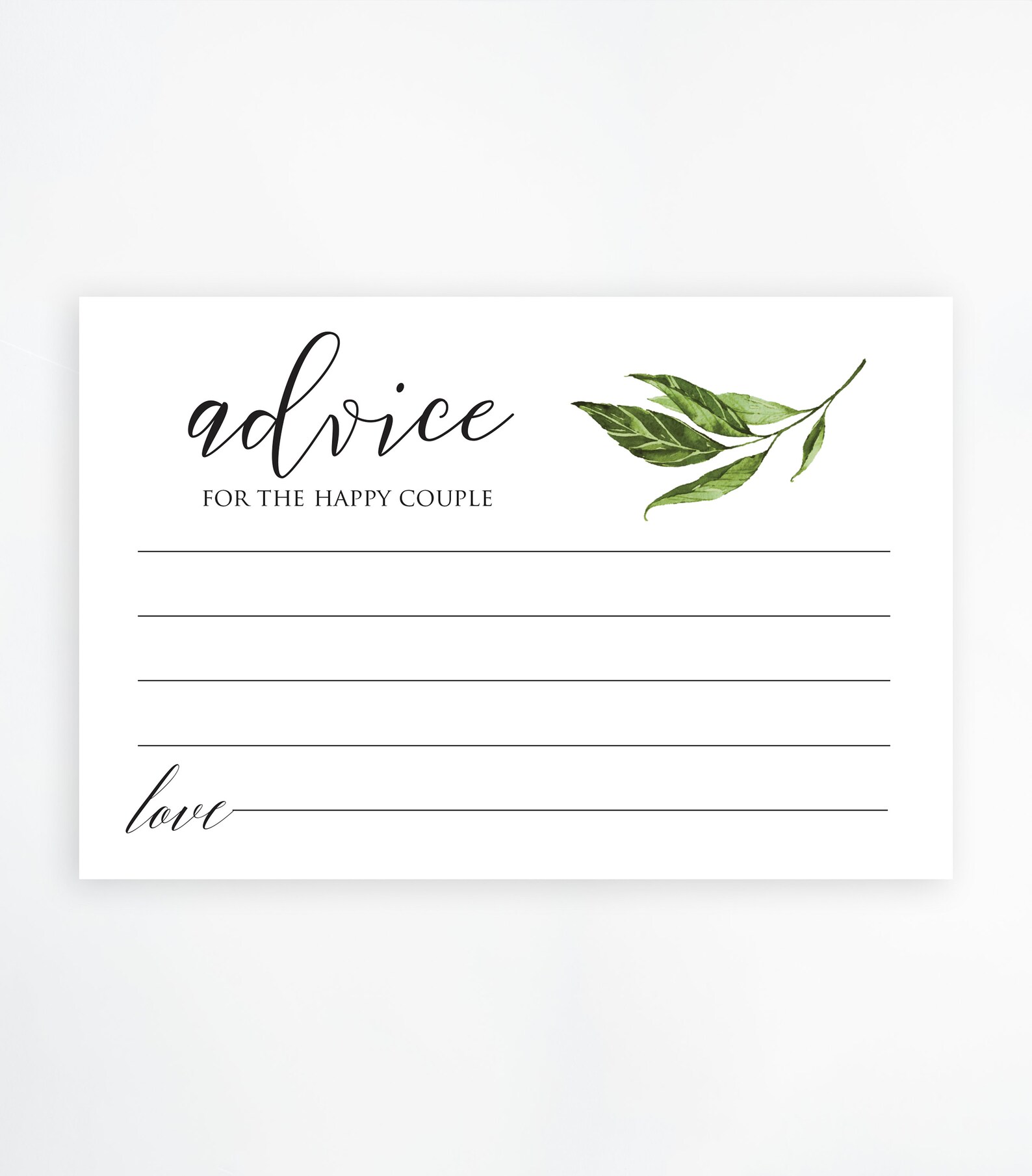 Simple Green Advice Cards Template Greenery Advice Cards | Etsy