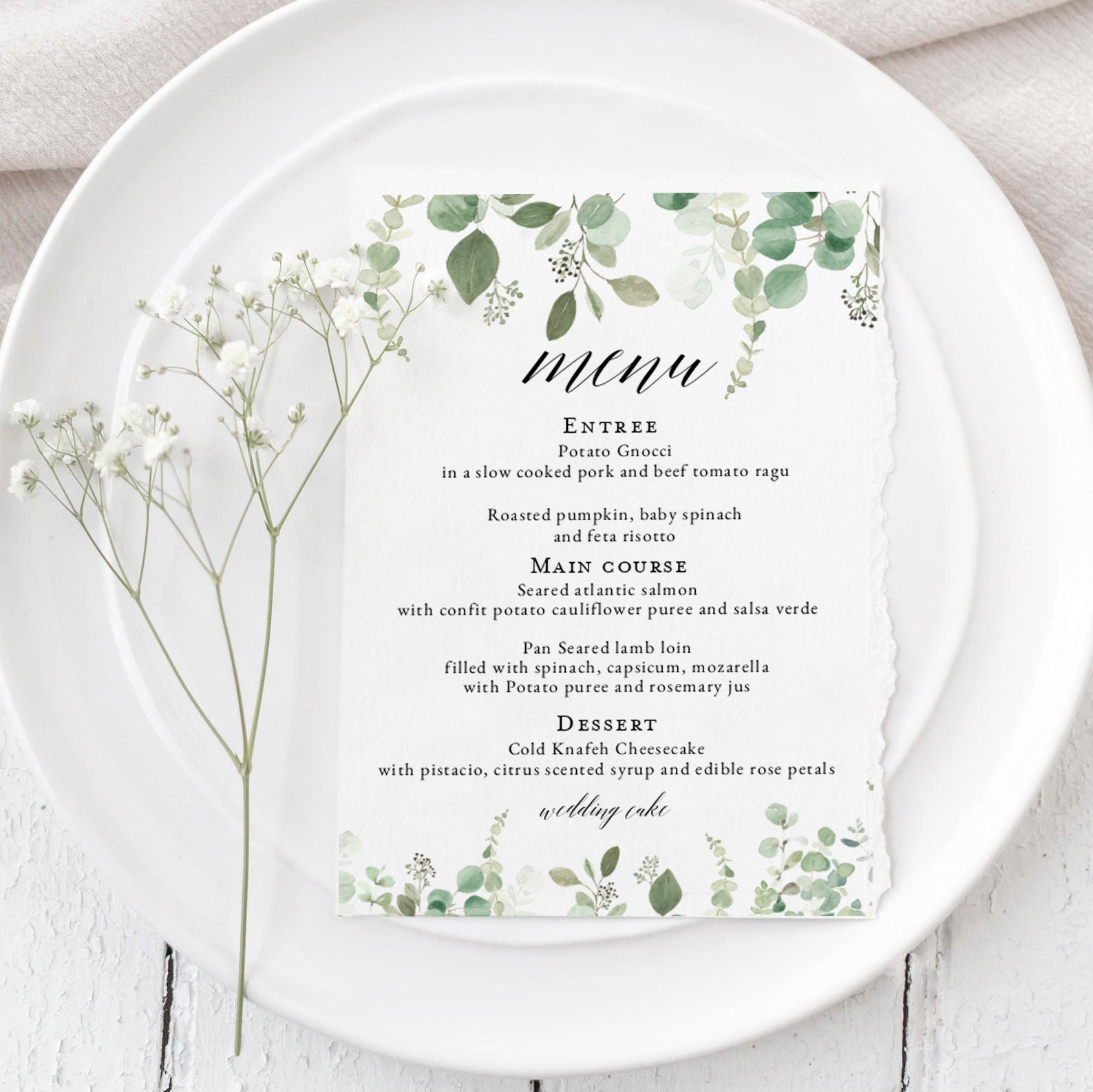Botanical Menu Template Greenery DIY Menu Card Template | Etsy
