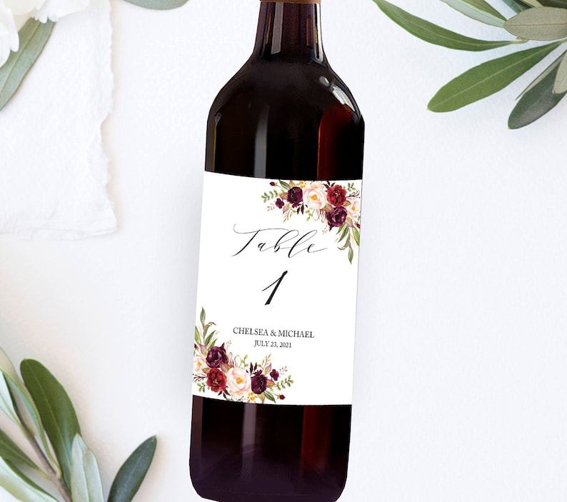 Wedding Wine Labels Table Numbers Wedding Wine Label Edit - Etsy
