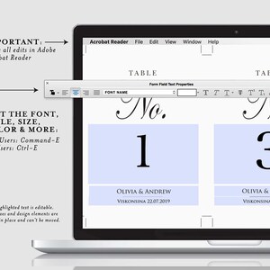 Table Number Card Template, Table Number Cards, Editable, Instant ...