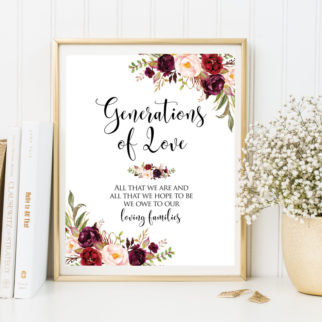 Marsala Generations Signs Template, Generations of Love Sign, Marsala ...