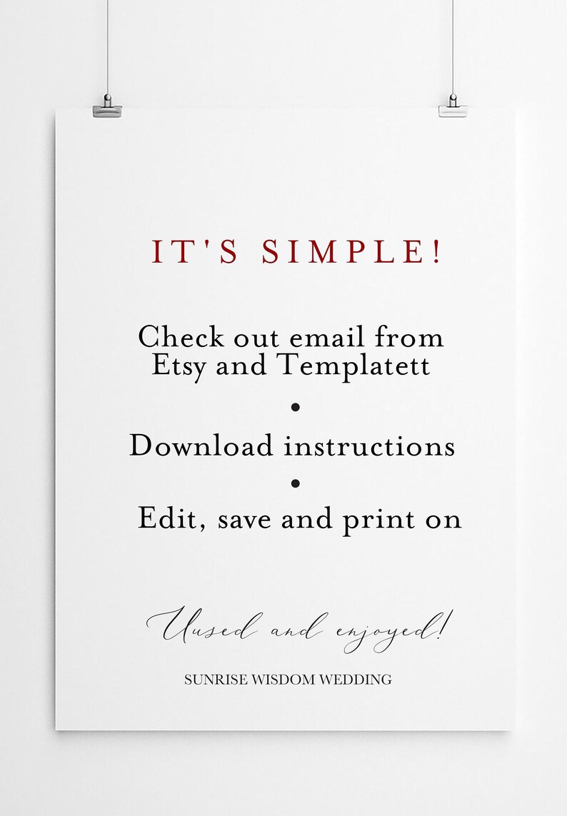 Green Program Poster template Wedding Program Board Template | Etsy