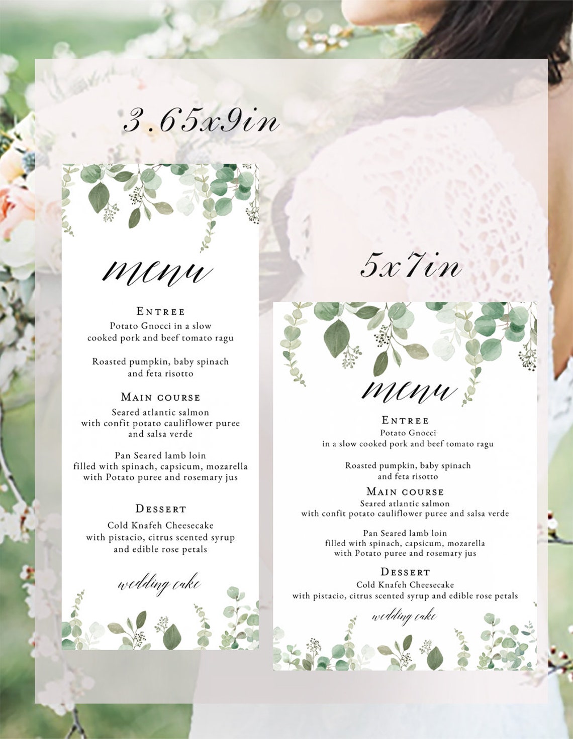 Botanical Menu Template Greenery DIY Menu Card Template | Etsy