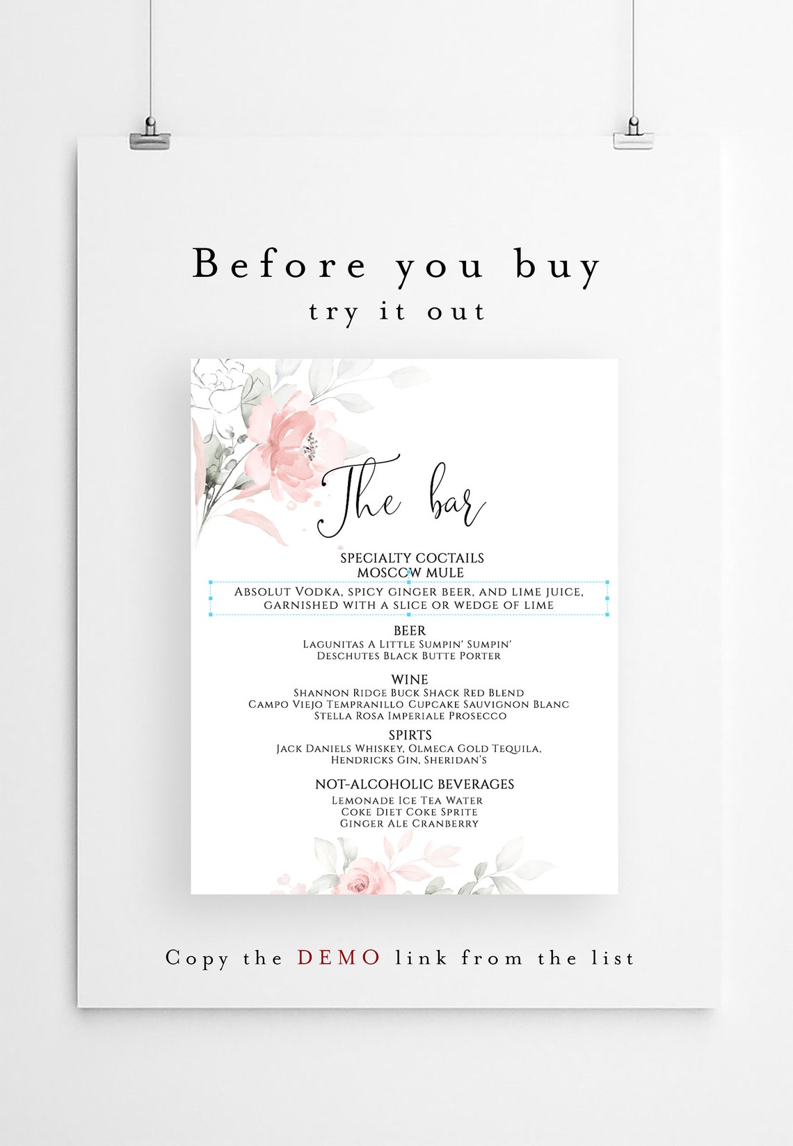 The Bar Menu Cards Posters Bar Menu Template Drinks Menu - Etsy