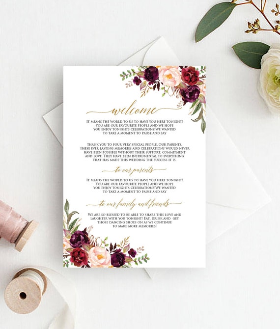 Wedding Welcome Letter Wedding Template Thank You Template | Etsy