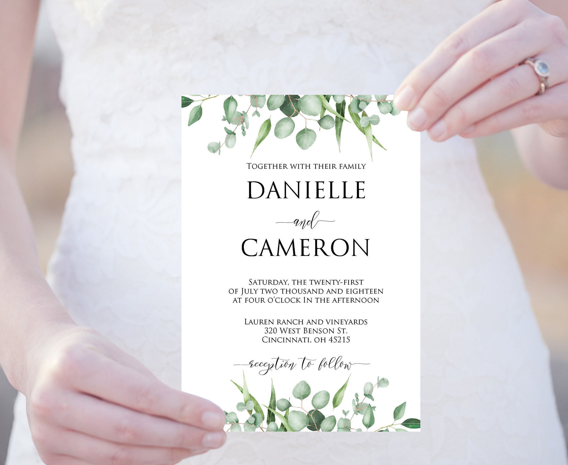 Greenery Wedding Invitation Printable Floral Greenery Wedding | Etsy