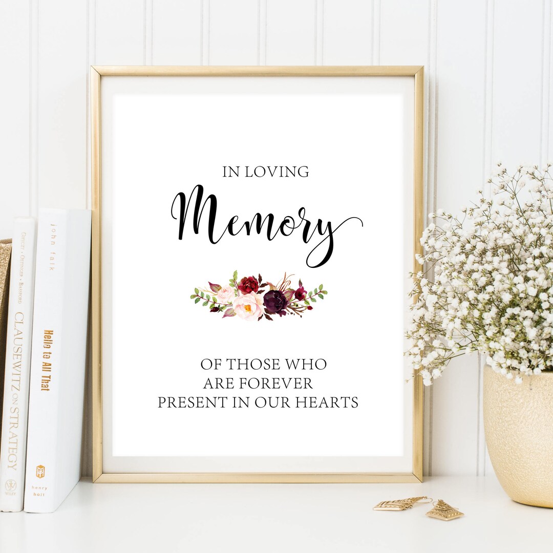 Loving Memory Sign, Wedding Memorial Sign, Floral Wedding Signs ...