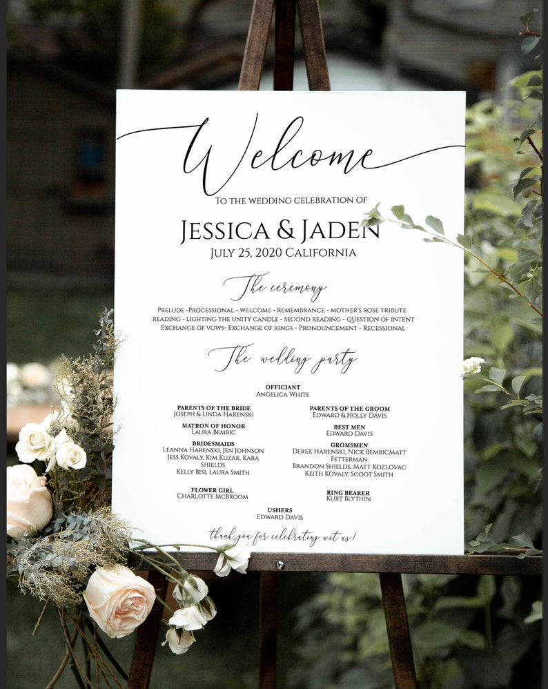 Wedding Program Sign Template Welcome Wedding Sign INSTANT | Etsy