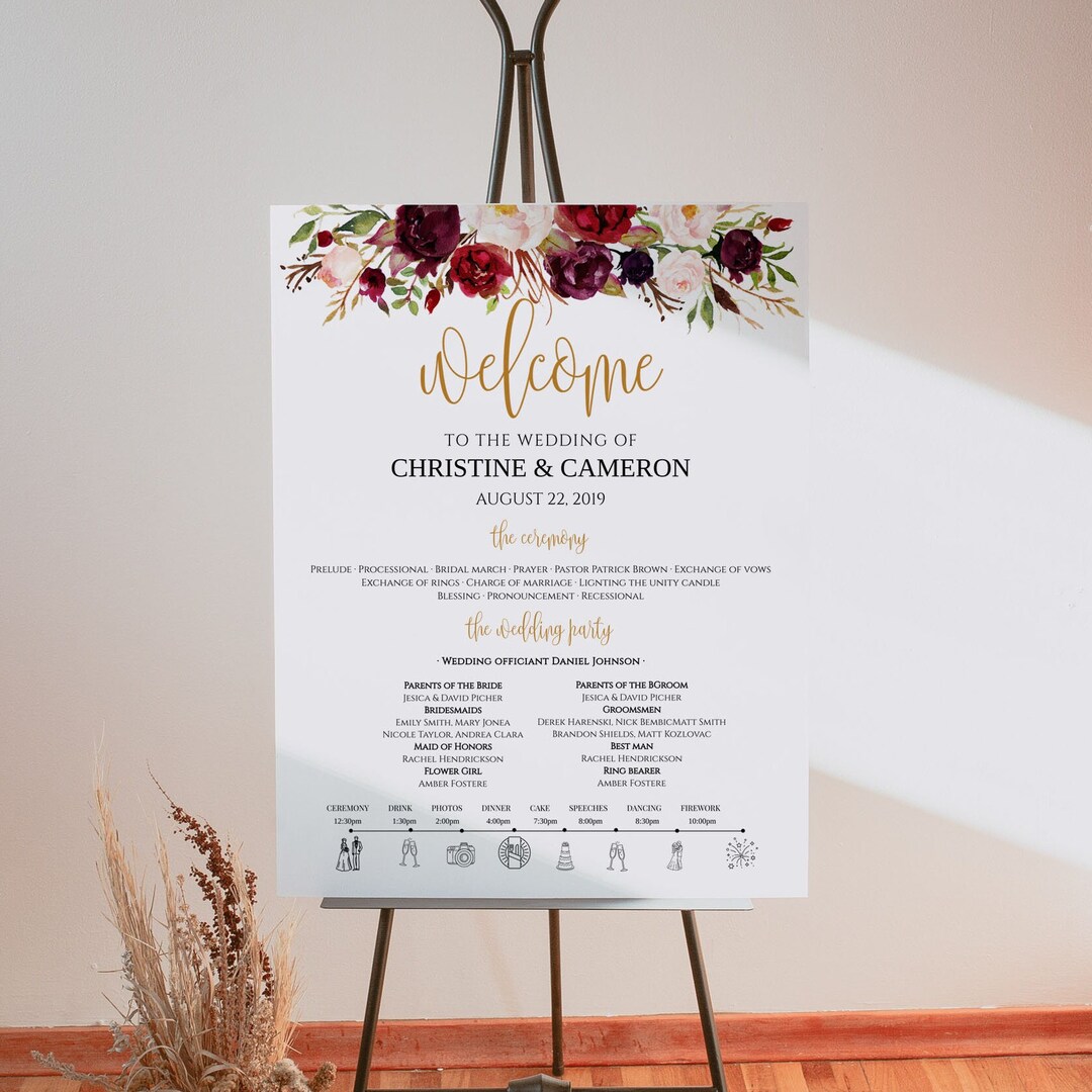 Marsala Wedding Program Poster Template Large Program - Etsy