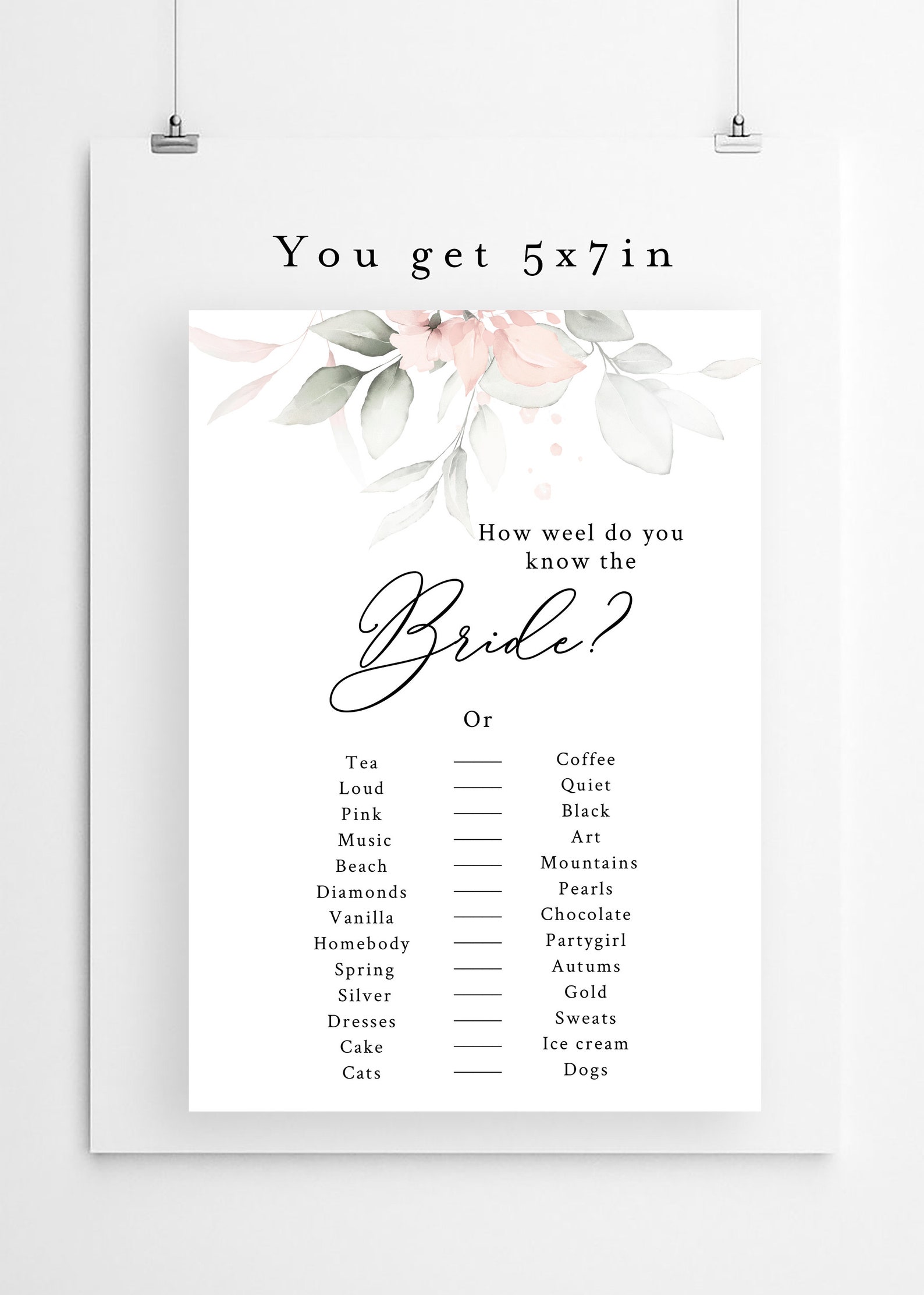 How Well Do You Know the Bride Template Questions Bridal - Etsy