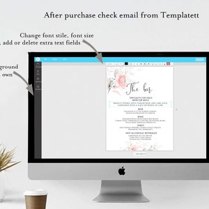 The Bar Menu Cards Posters, Bar Menu Template, Drinks Menu Printable ...