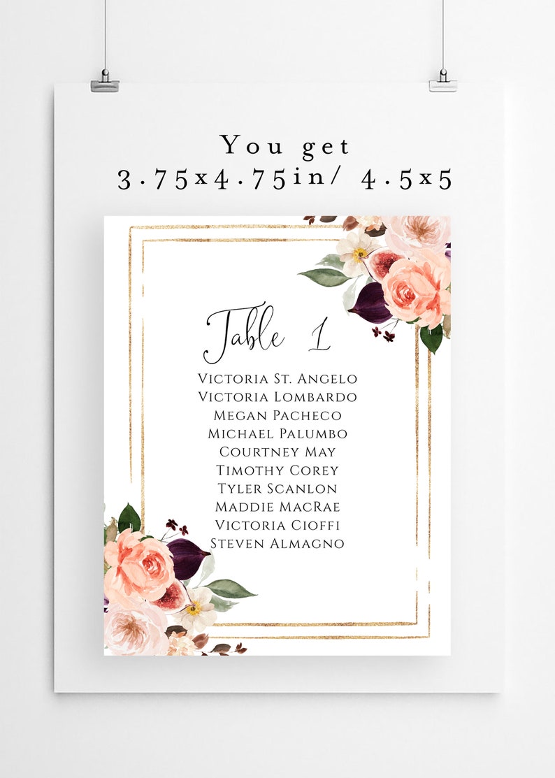 Blush Pink Seating Chart Template Seating Chart Templ - Etsy
