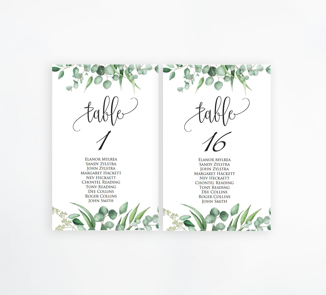 Table number template printable Table NumbersGreenery | Etsy