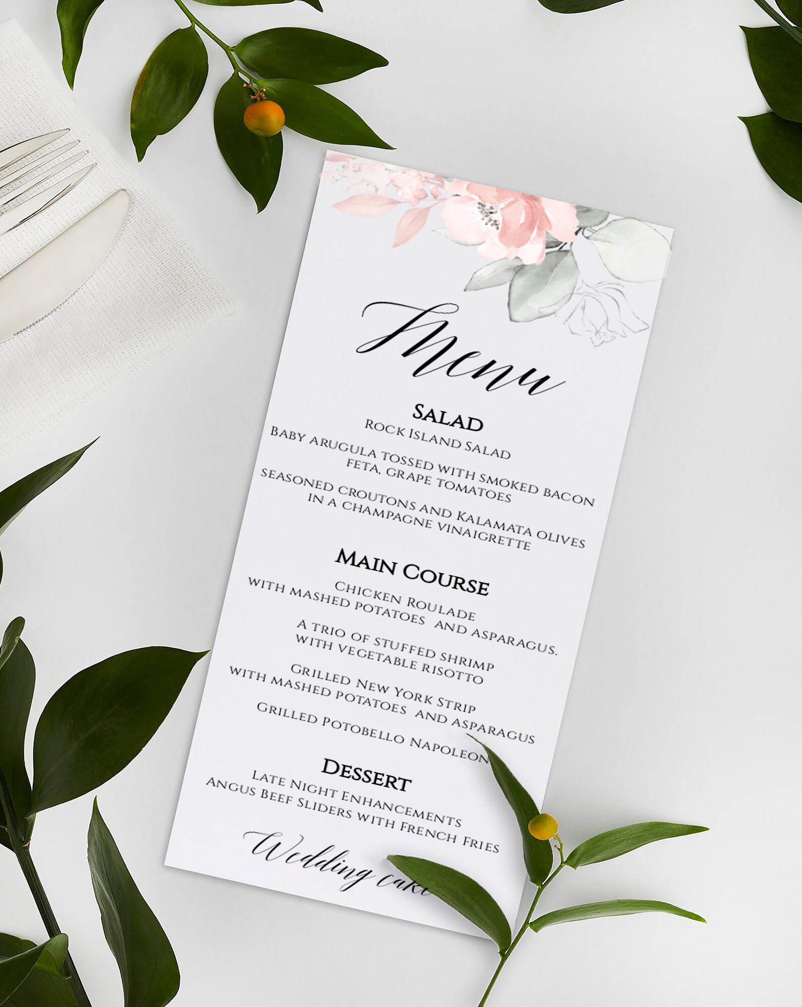 Pink Menu Template Wedding Menus Printable Menu Template - Etsy