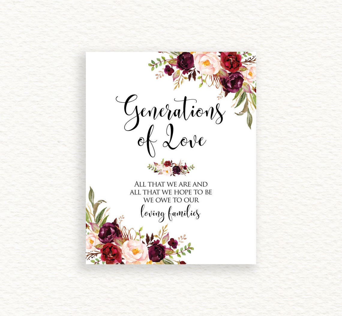Marsala Generations Signs Template Generations of Love Sign - Etsy