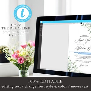 Simple Green Wedding Invitation Template, Wedding Invitation Set ...